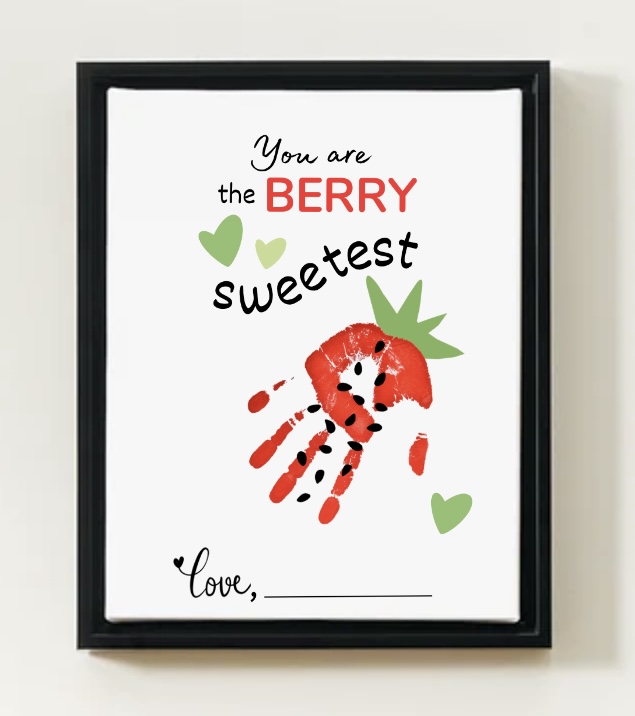 Valentines Day Strawberry Handprint Keepsake – Mommy & Me Arts and Crafts