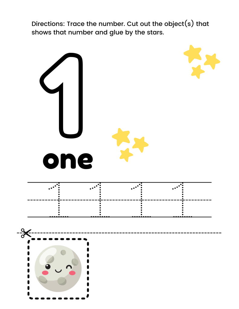 Counting & Tracing, Cut and Paste Activities Numbers 1 thru 20 – Mommy ...