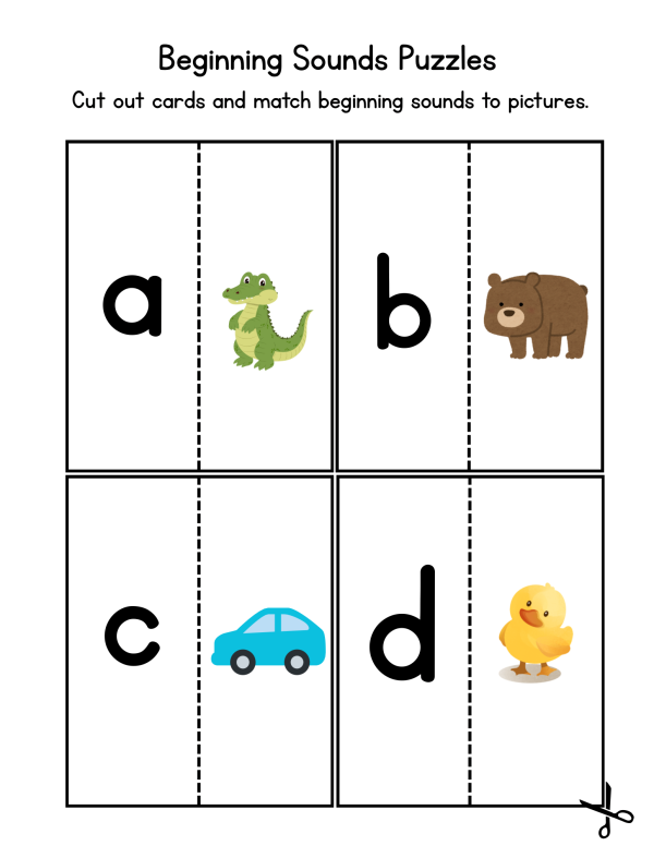 Beginning Sounds Alphabet Match the Sound/Letter to Picture – Mommy ...